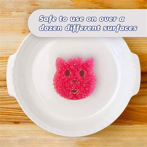 Гъба Scrub Daddy Scrub Mommy Cat с двойна повърхност за почистване без надраскване 10 X 10 Cm