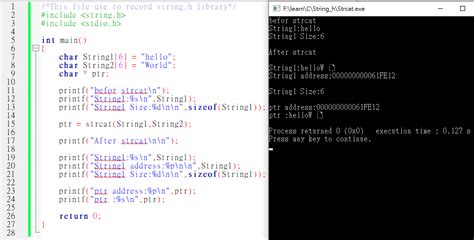 keep learning keep trying and just do it c strcat