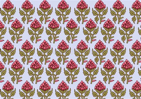 Floral Block Print Seamless Pattern Vector Illustration Stock Illustration Illustration Of