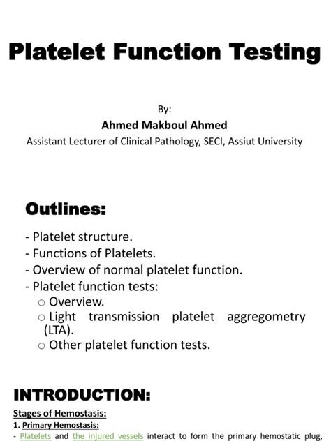 Platelet Function Tests Dr Makboul 2018 Pdf Pdf Platelet Coagulation