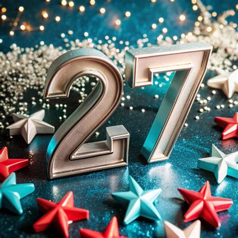 A Red Background With The Number 27 On It And Some Star Premium Ai Generated Image