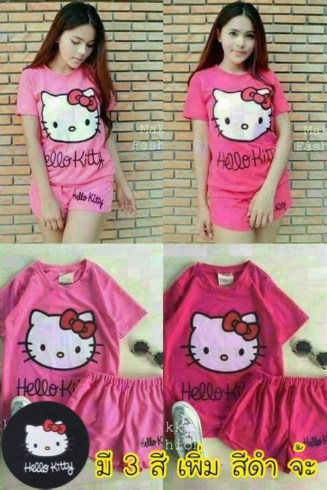 🐱🐱🐱🐱🐱🐱🐱 Hello Kitty Set ชุดเซ็ต เสื้อคอกลม กางเกงขาสั้น สกรีนเฮลโล คิตตี้ มั้งเสื้อ และ กางเกง