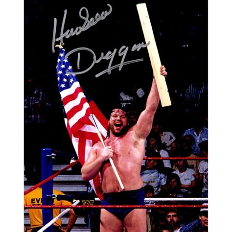 Hacksaw Jim Duggan Signed Wwe Wrestling Holding American Flag And 2x4