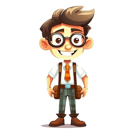 premium photo geeky male character cartoon illustration generative ai