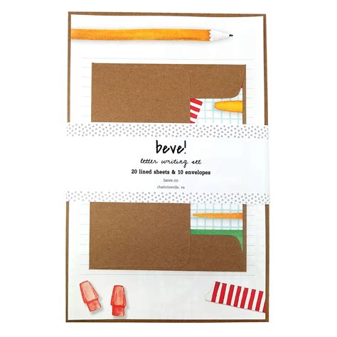 Pens And Pencils Pattern Letter Writing Stationery Set Merrymaker Fine