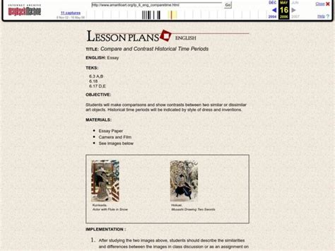 Compare And Contrast Historical Time Periods Lesson Plan For 7th 12th