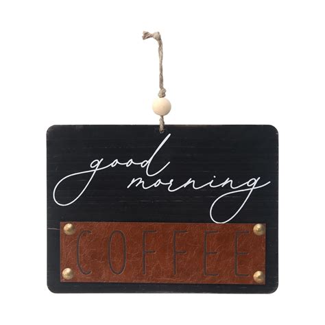 Parisloft Good Morning Coffee Wood Wall Decor Rustic Black Wood Coffee