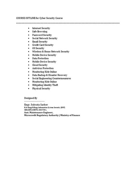 Cyber Security Course Content Pdf