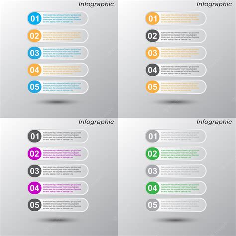 단계 및 옵션이 포함된 컬렉션 인포그래픽 프리미엄 벡터
