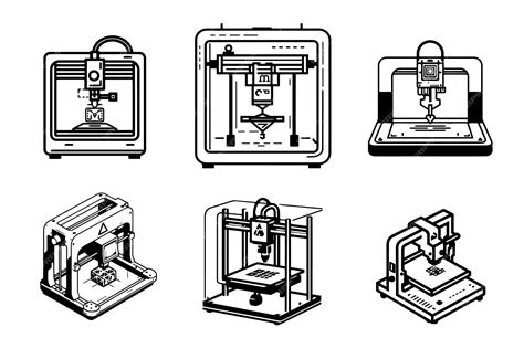 set of 3d printer vector illustration 3d printer icon and sign premium ai generated vector
