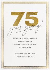 75th Birthday Invitation Templates Send Online Instantly Rsvp Tracking
