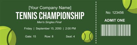 Tennis Match Ticket Template