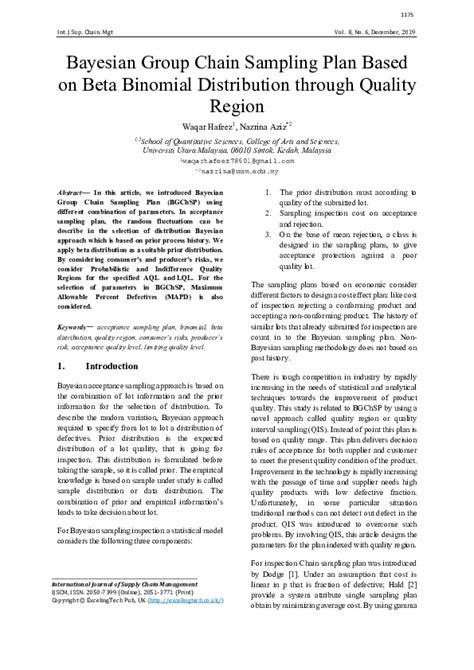 Pdf Bayesian Group Chain Sampling Plan Based On Beta Binomial