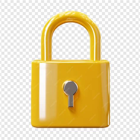 Yellow Padlock Security Safety Protection Privacy Digital Lock 3d