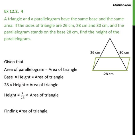 question 4 a triangle and a parallelogram have same base