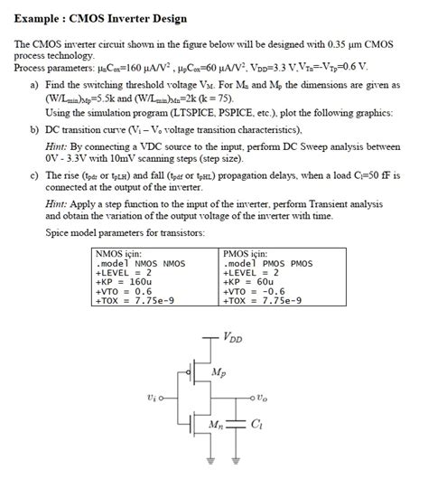 Example CMOS Inverter Design The CMOS Inverter Circuit Shown In The Figure Below Will Be