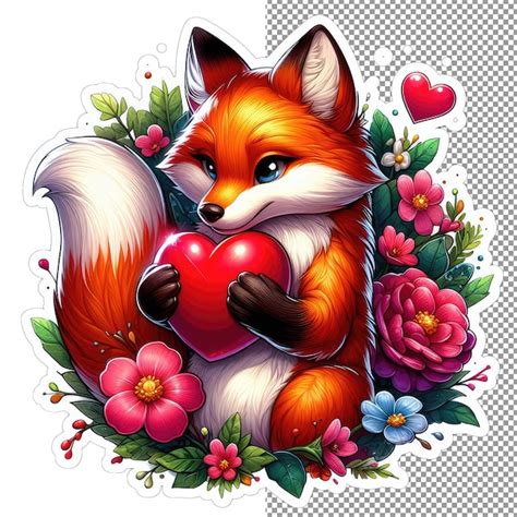 Premium Psd Foxy Charm Adorable Fox Cuteness Sticker
