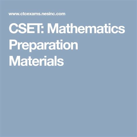 Cset Mathematics Preparation Materials
