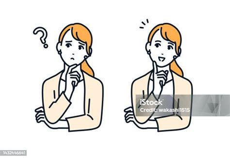 자신의 문제를 해결한 양복을 입은 여성의 벡터 일러스트 레이 션 자료 걱정하는에 대한 스톡 벡터 아트 및 기타 이미지 걱정하는 긍정적인 감정 표현 사람들 Istock