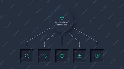 Premium Vector Neumorphic Flowchart Dark Iinfographic Creative