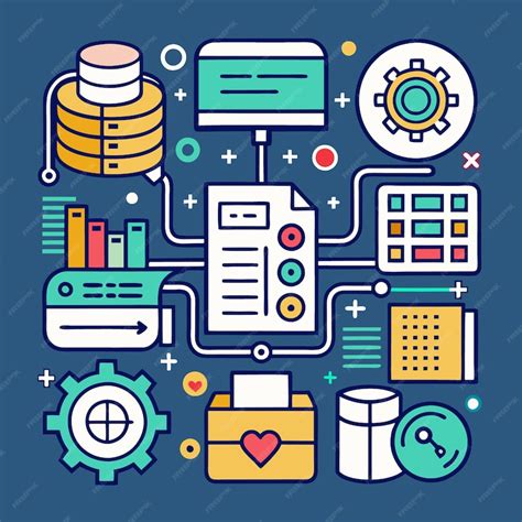 Data Processing And Analysis Illustration With Connected Icons Premium Ai Generated Vector