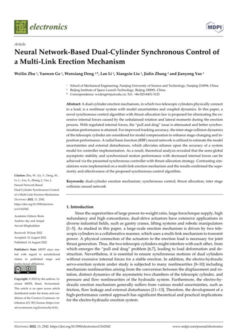 pdf neural network based dual cylinder synchronous control of a multi