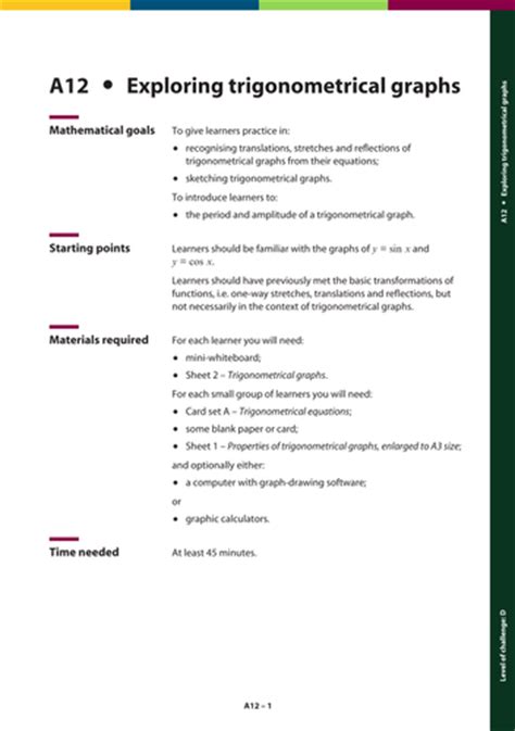 Transformations Of Trigonometric Graphs Match Up By Meadowsj