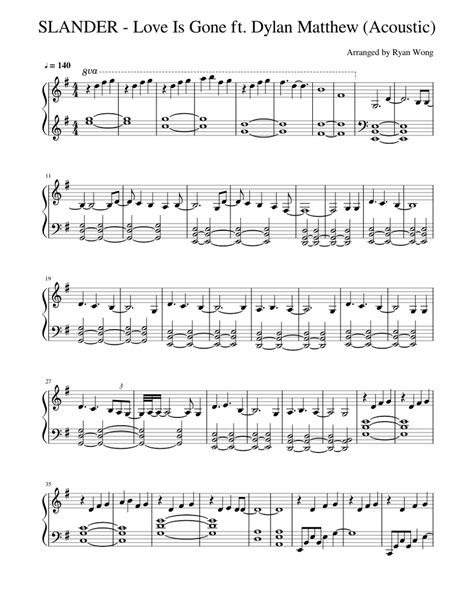Slander Love Is Gone Ft Dylan Matthew Acoustic Sheet Music For