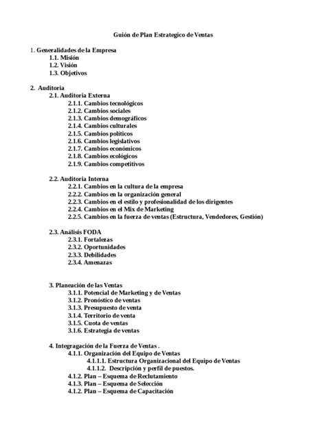 Plan De Ventas Pdf