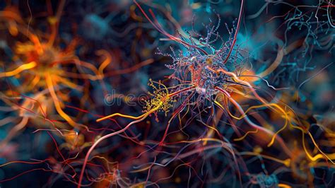 Abstract Neural Network Visualization With Intense Colors And Detailed Fibers Stock Image