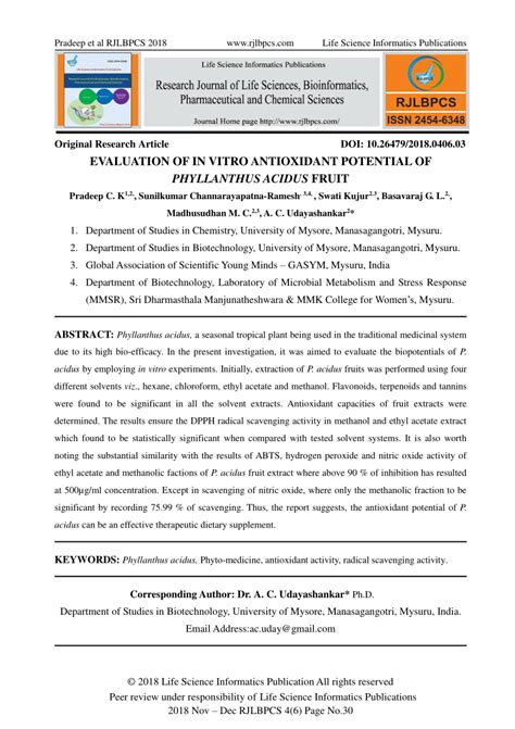 pdf pradeep et al rjlbpcs 2018 evaluation of in vitro antioxidant