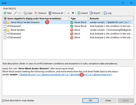 Never Block Multiple Emails By Message Sender Domains In Outlook
