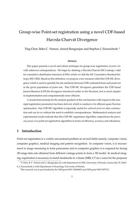 Pdf Group Wise Point Set Registration Using A Novel Cdf Based Havrda