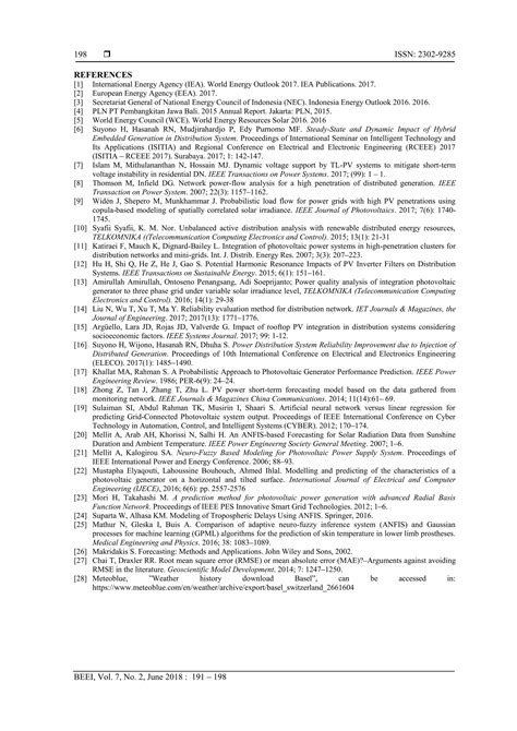 Comparison Of Solar Radiation Intensity Forecasting Using Anfis And