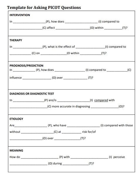 Solved Template For Asking Picot Questions Fill It Out As An