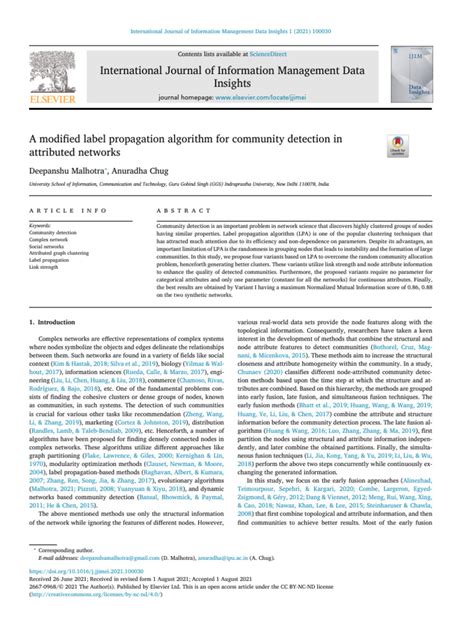 A Modified Label Propagation Algorithm Fo 2021 International Journal Of Info Pdf Cluster
