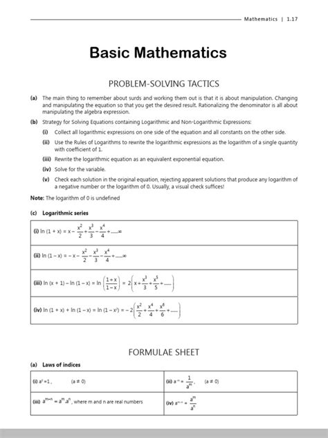 1basic Mathematicsproblem Solving Tacticsformulae Sheet Pdf