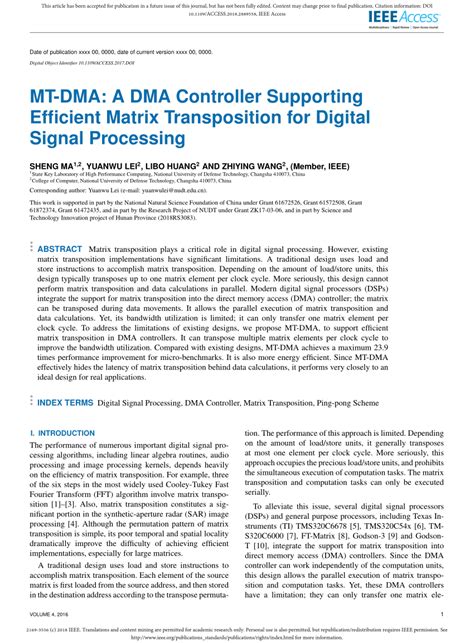 pdf mt dma a dma controller supporting efficient matrix transposition for digital signal