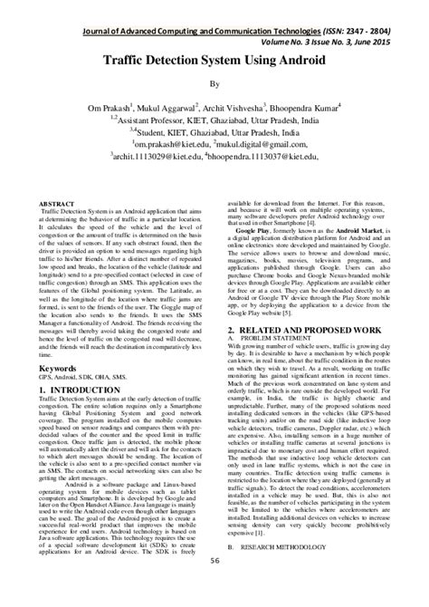 Pdf Traffic Detection System Using Android