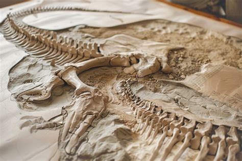 An Intricate Rendering Of A Beautifully Preserved Dinosaur Fossil Emphasizing The Intricate