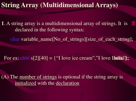 PPT String Array Multidimensional Arrays PowerPoint Presentation Free Download ID