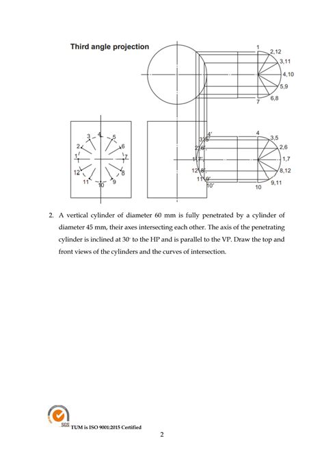 Solution Lesson 3 Engineering Drawing Ii Bsce Intersection Of Surfaces