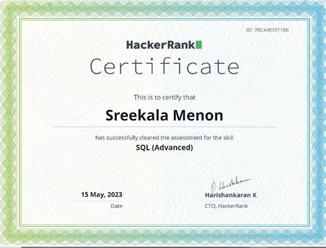 Sreekala Menon On Linkedin Hackerrank Sqlcertified Hackerrankcertification Sqlchallenges