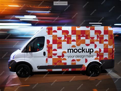 Cargo Van Mockup Psd Vehículo Realista Camioneta De Carga Pegatinas De