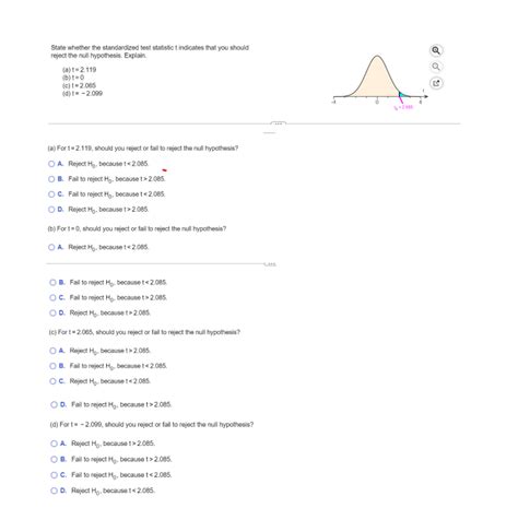 solved state whether the standardized test statistic t