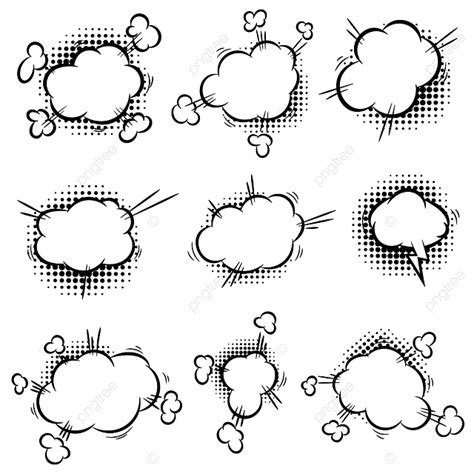 하프톤 그림자가 있는 빈 만화 스타일 연설 거품 세트 상표 무늬 기호 Png 일러스트 및 벡터 에 대한 무료 다운로드 Pngtree