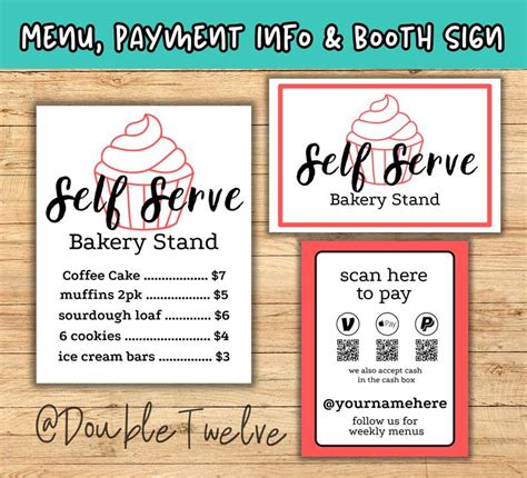 Self Serve Bakery Stand Signs Home Micro Bakery Menu Pricing