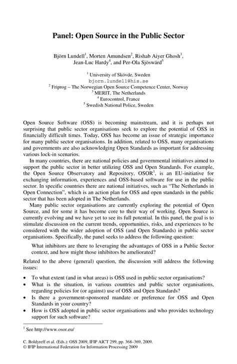 Pdf Panel Open Source In The Public Sector