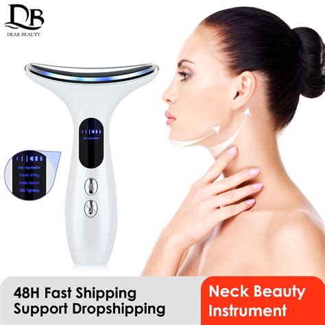 Ems Face Neck Beauty Device 3 Colors Led Photon Therapy Skin Tighten 4 Modes Reduce Double Chin