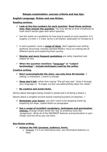 Gcse Eduqas English Language And Literature Revision Pack Teaching Resources